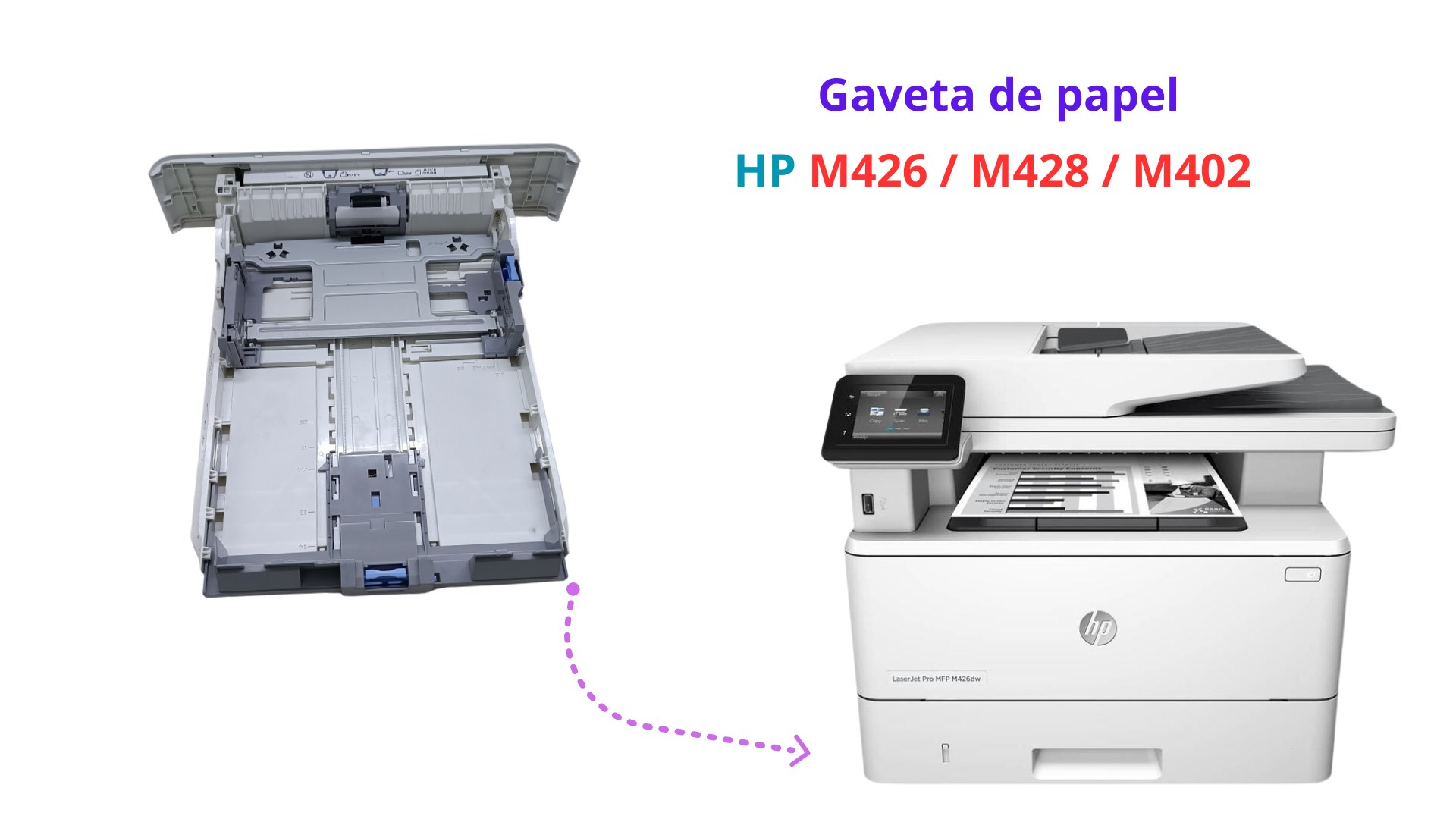 GAVETA DE PAPEL HP LASERJET M428 / M426 / 4103 / M402 / M404 - SEMINOVA - lojaimprexcopy.com.br
