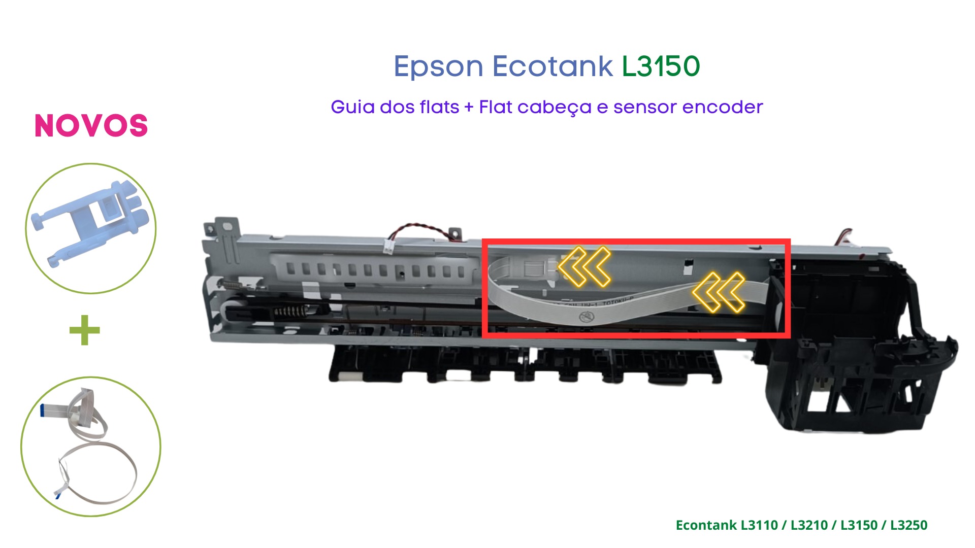 KIT FLAT DA CABECA + FLAT SENSOR ENCODER EPSON L3110 L3150 3110 3150 ...
