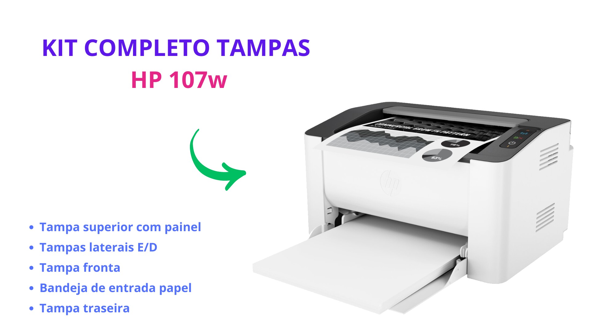 KIT COMPLETO C/ TAMPAS E PAINEL HP LASERJET 107W - lojaimprexcopy.com.br