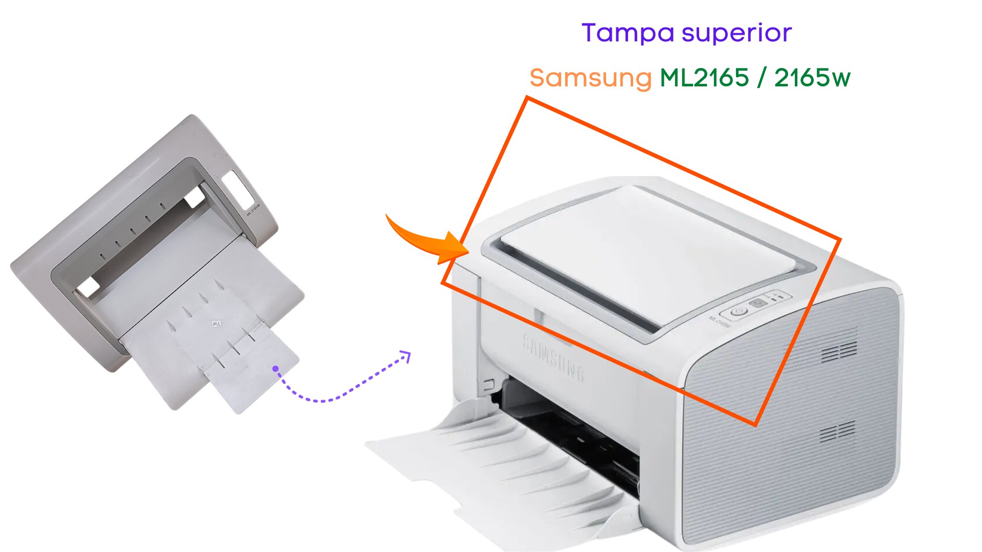 TAMPA SUPERIOR SAMSUNG ML 2165 (ACESSO AO TONER) SEMINOVA ...