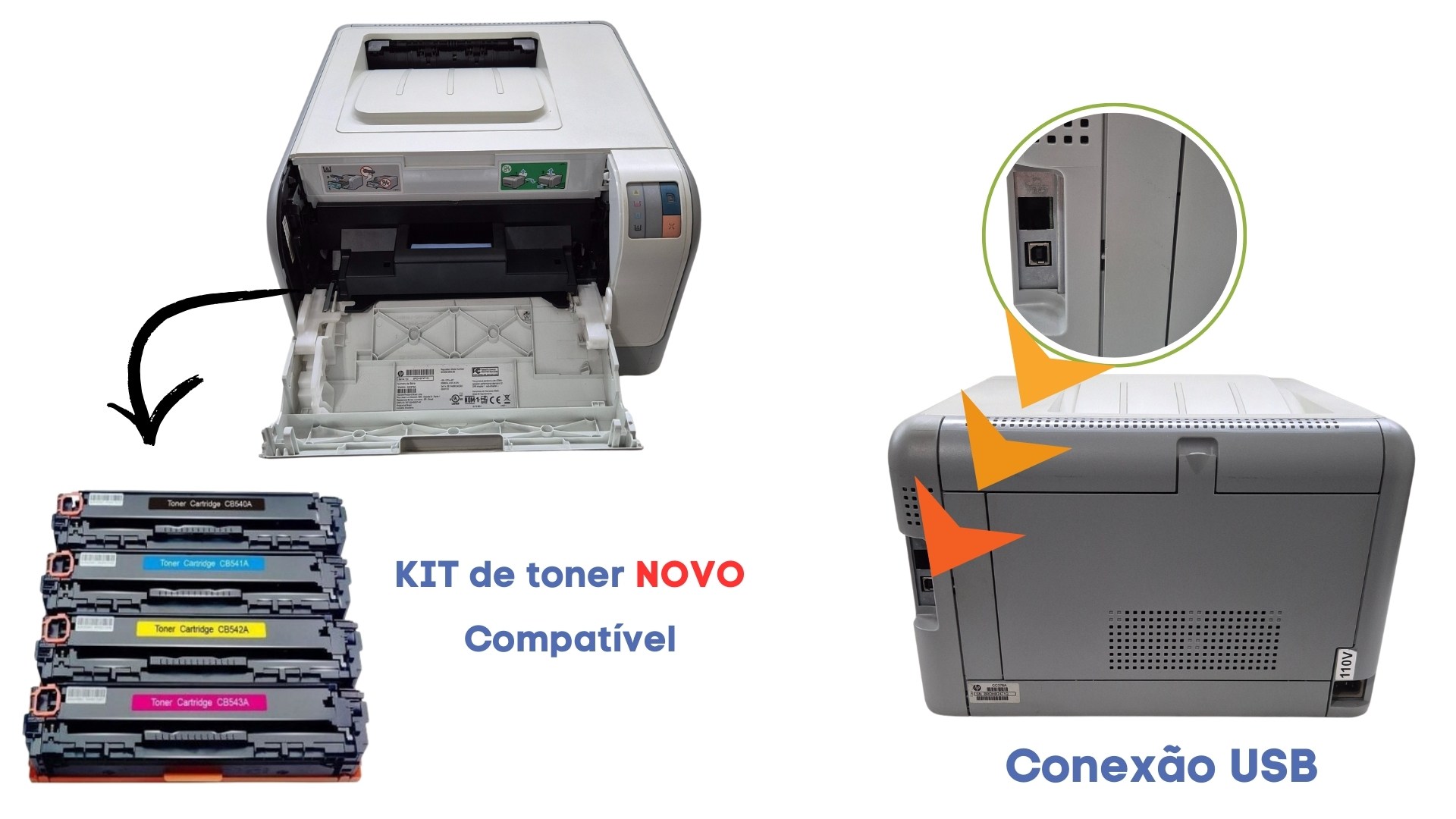 IMPRESSORA HP LASERJET COLOR CP1215 - SEMINOVA - lojaimprexcopy.com.br
