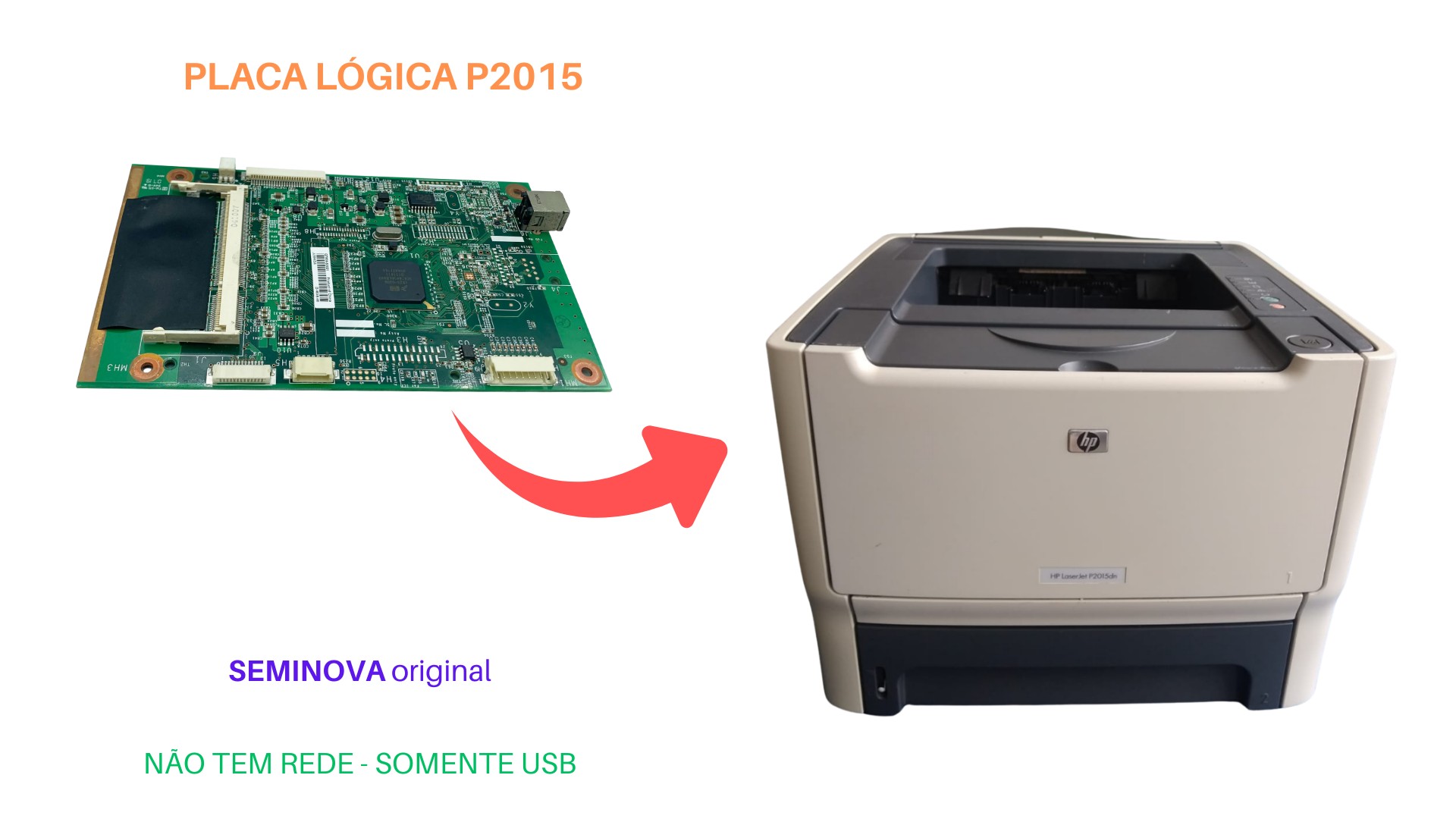 PLACA LOGICA HP LASERJET P2015 - lojaimprexcopy.com.br