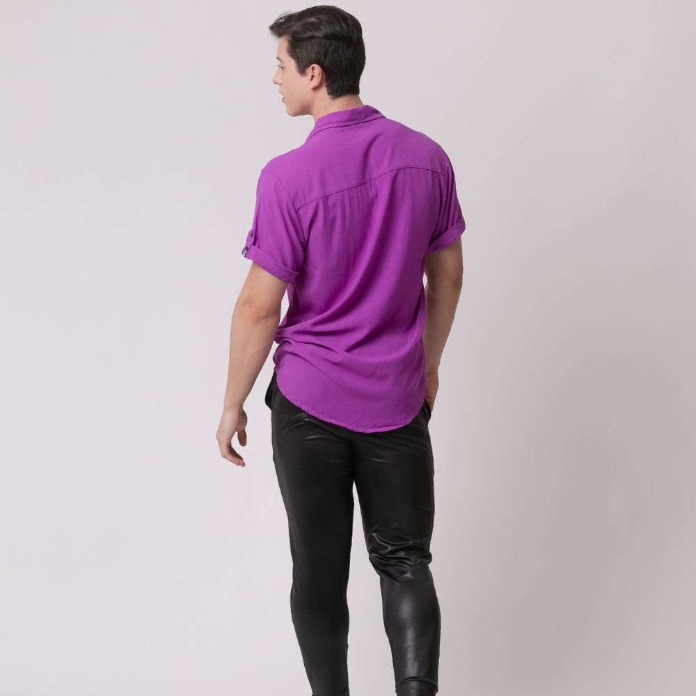 Camisa Masculina Viscolinho Roxo | Santo Luxo - Qualidade Exclusiva ...