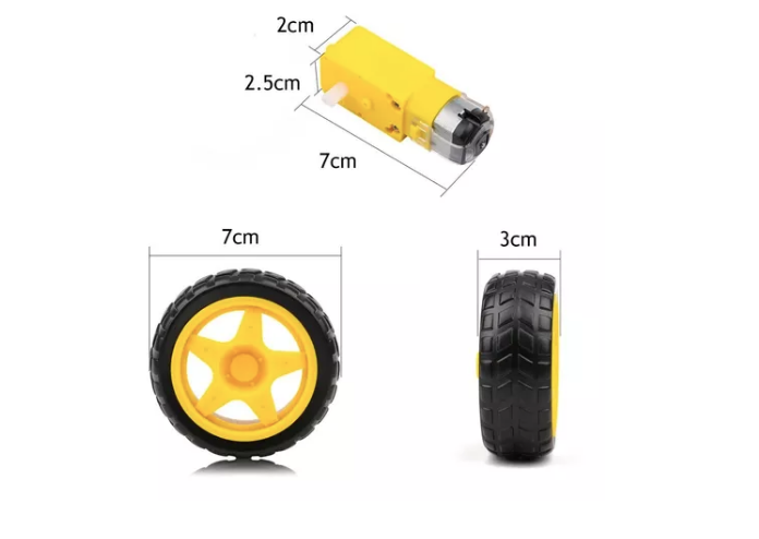 Motor DC 3-6V com Caixa de Redução e Eixo Duplo + Roda 68mm - ARDUCORE ...