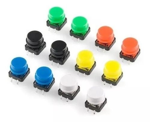 KIT PUSH BUTTON COM CAPAS COLORIDAS X50 - ARDUCORE - Robótica ...