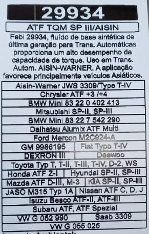 FEBI 29934 - ÓLEO TRANSMISSÃO AUTOMÁTICA ( VERMELHO ) - SINTÉTICO - 1 ...