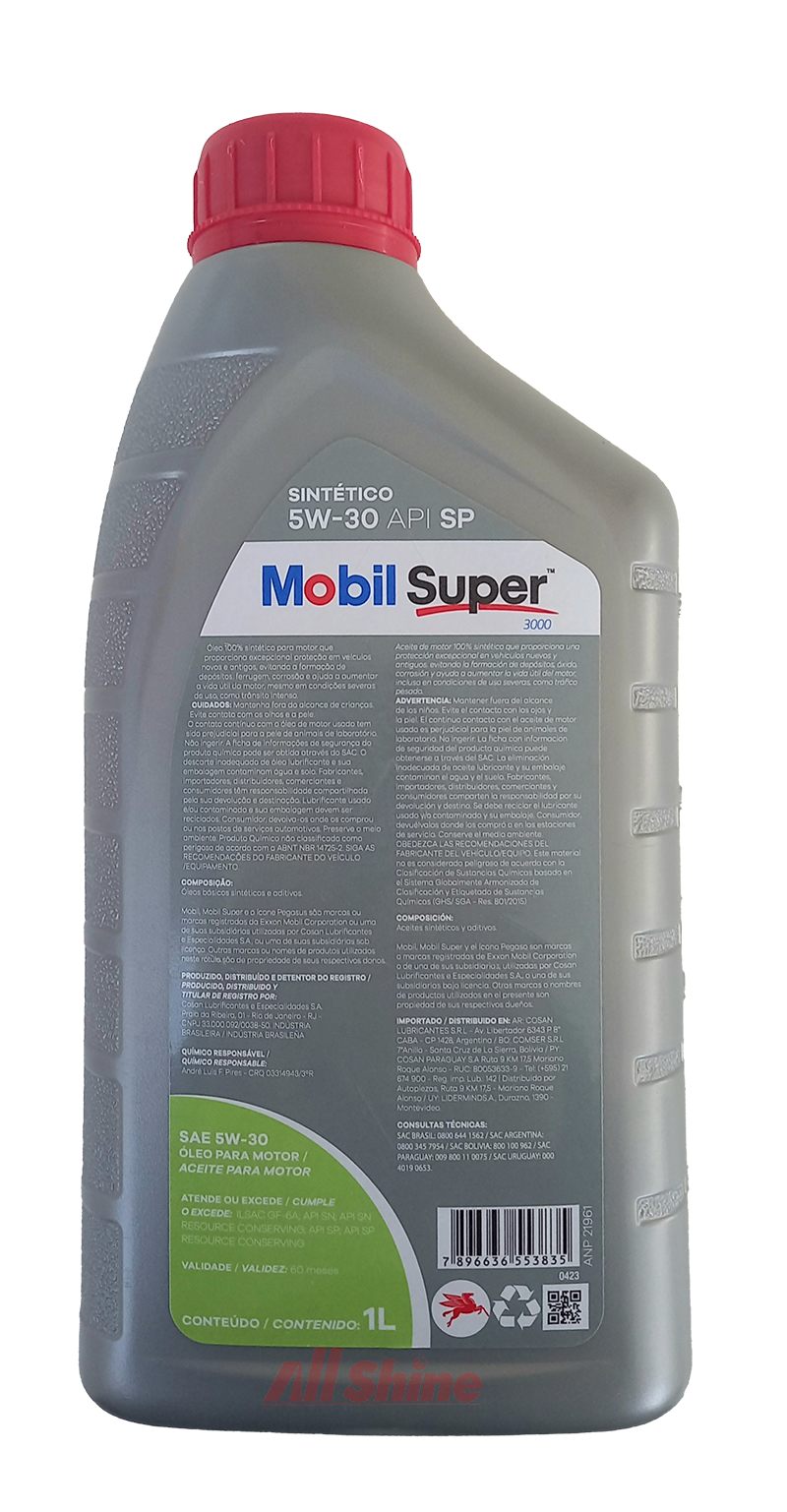 MOBIL SUPER 3000 - SP 5W30 / ILSAC GF6A - SINTÉTICO - All Shine
