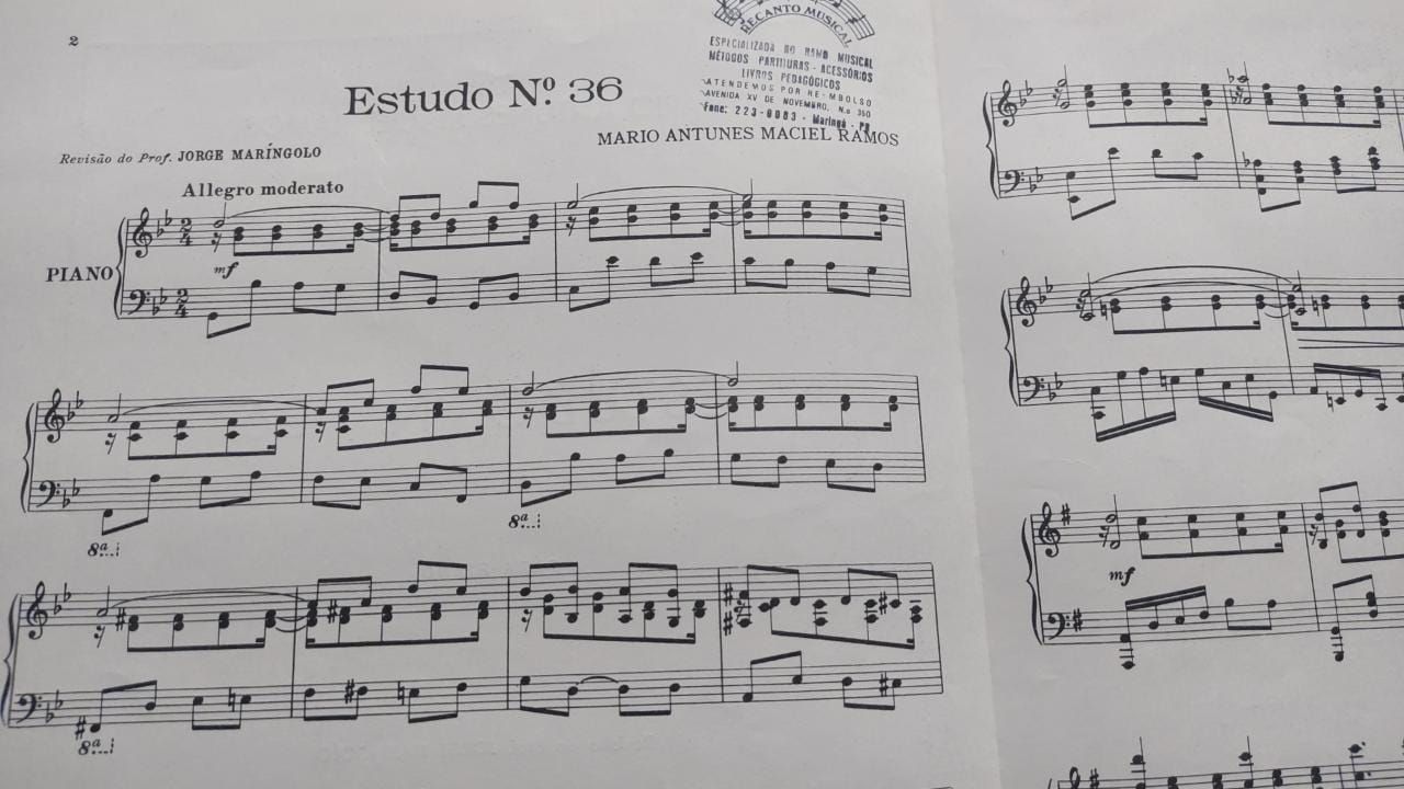 ESTUDO N° 36 - partitura para piano - Mario Antunes Maciel Ramos ...