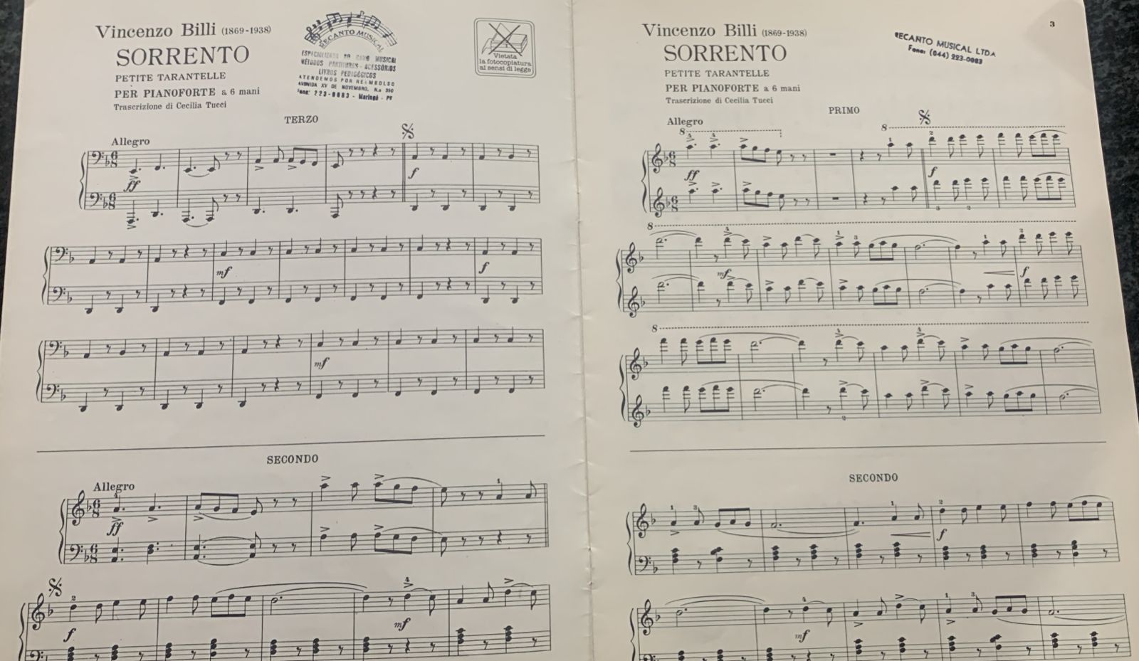 SORRENTO PETITE TARANTELLE - partitura para piano a 6 mãos - Vincenzo ...
