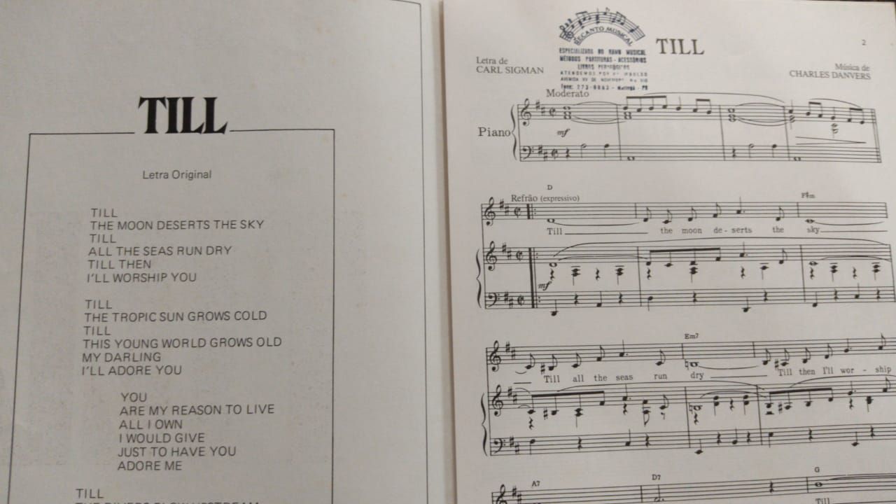 TILL - partitura para piano e canto - Carl Sigman e Charles Danvers ...