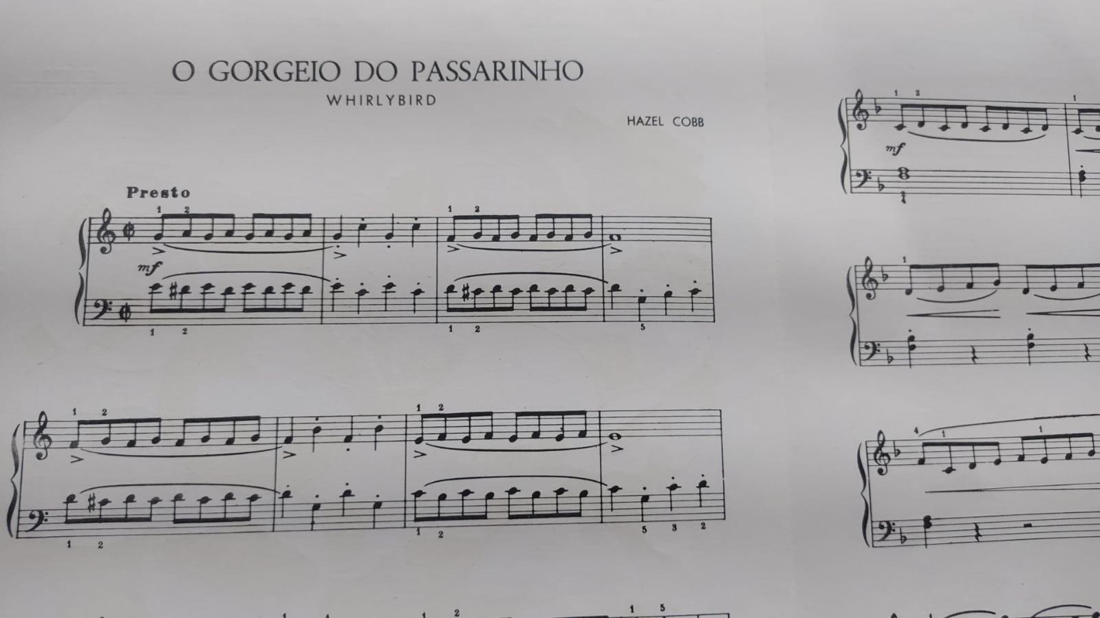 O GORGEIO DO PASSARINHO - partitura para piano - Hazel Cobb - Recanto ...