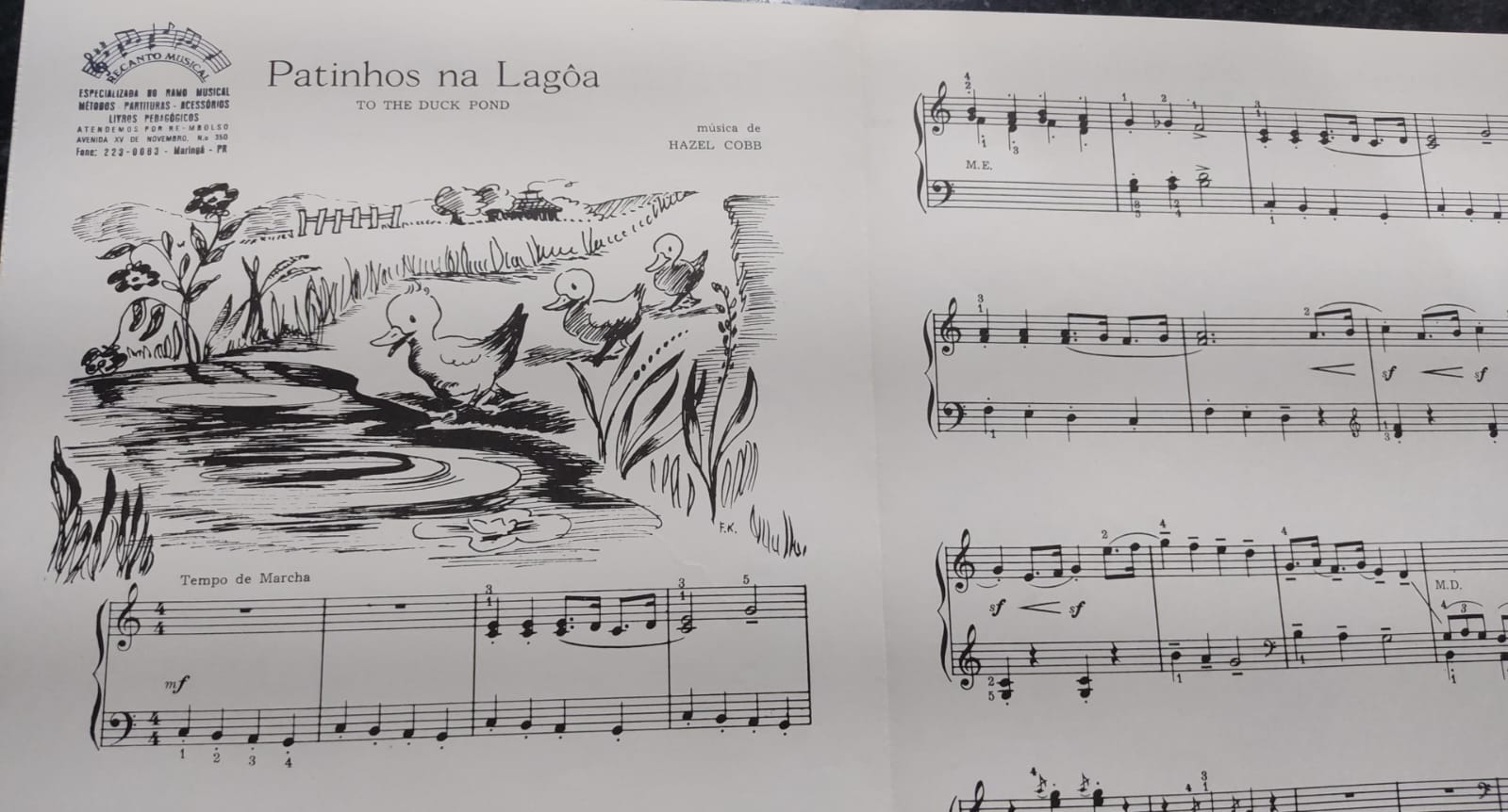PATINHOS NA LAGOA - partitura para piano - Hazel Cobb - Recanto Musical