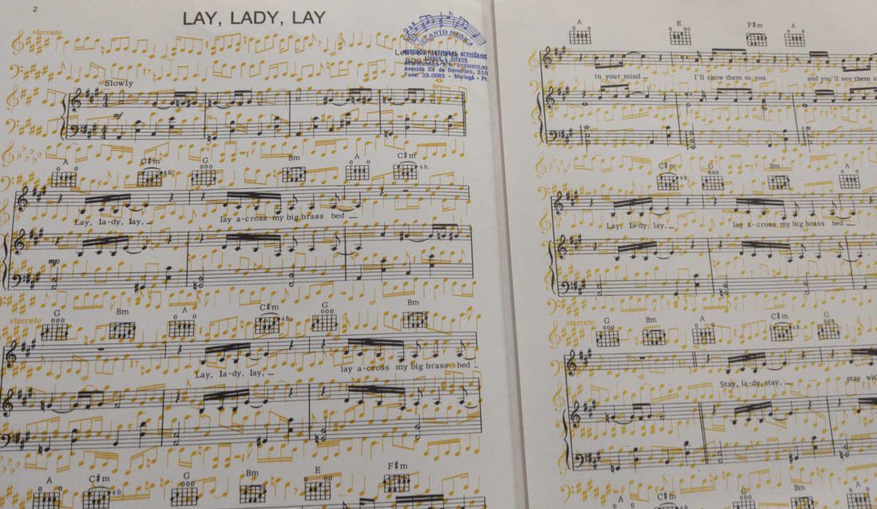 LAY, LADY, LAY - partitura para piano, vocal e cifras para violão - Bob ...