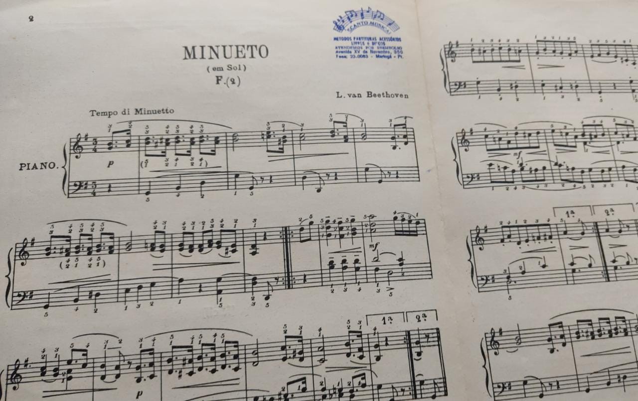 MINUETO EM SOL MAIOR (FÁCIL) - partitura para piano - Beethoven ...