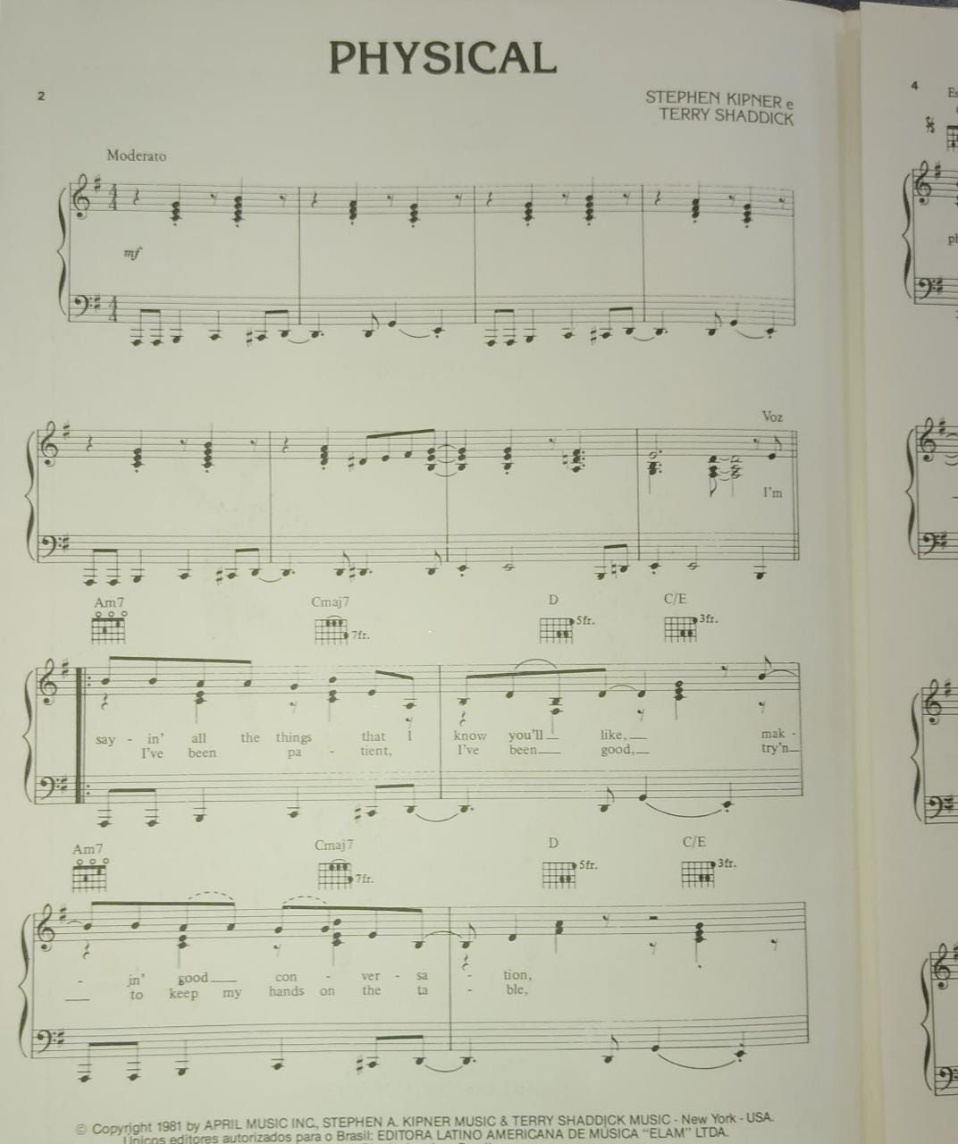 PHYSICAL - partitura para piano e canto - Stephen Kipner e Terry ...