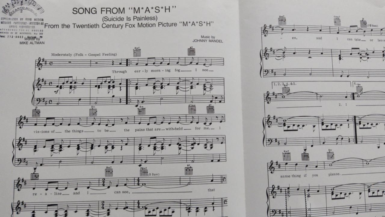 SONG FROM MASH SUICIDE IS PAINLESS) - partitura para piano, caanto e ...