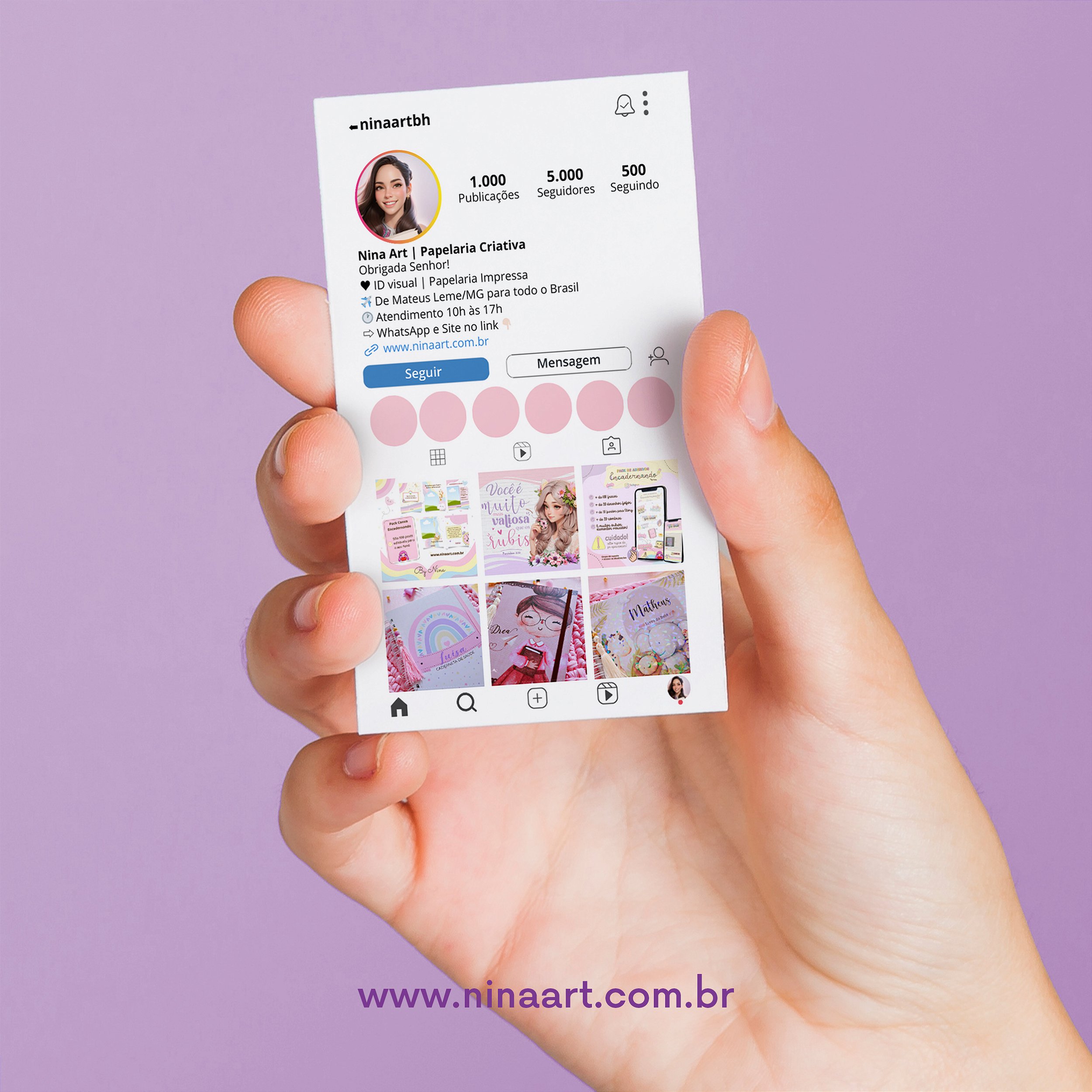Arte Cartão Instagram Editável no Canva - Nina Art - Papelaria Criativa Arte Cartão Instagram Editável no Canva - Nina Art - Papelaria Criativa