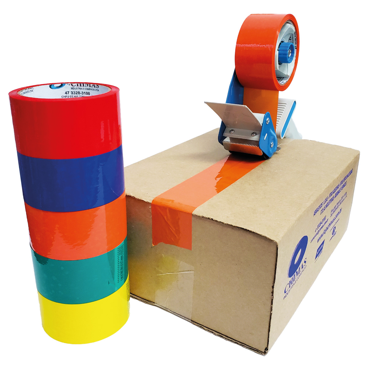 FITA ADESIVA COLORIDA 48 X 50M LARANJA - Chimas - Loja de Lixas e Fitas ...
