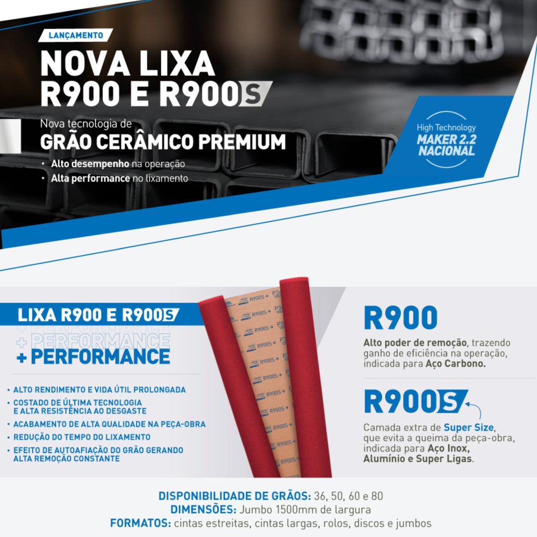 Cinta de Lixa R900S Cerâmico Grão 50 - 50 x 1200 mm - 1 Unidade ...