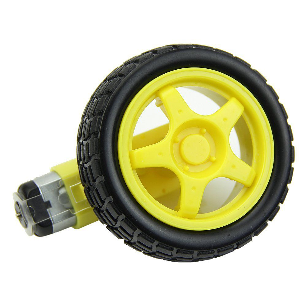 Roda + Pneu + Motor Dc 3 A 6v Com Redução Robotica Arduino - Armazém da ...