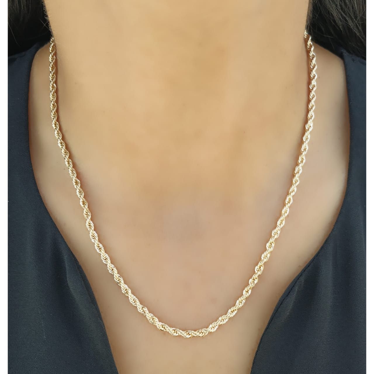 Colar Cordão Baiano Grosso Ouro Feminina 45cm 7 Camandas - Shelook ...