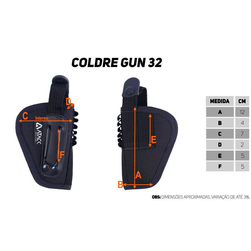 Coldre de Cintura Velado Gun Para Revólver 32 Preto - Atack - Shop ...