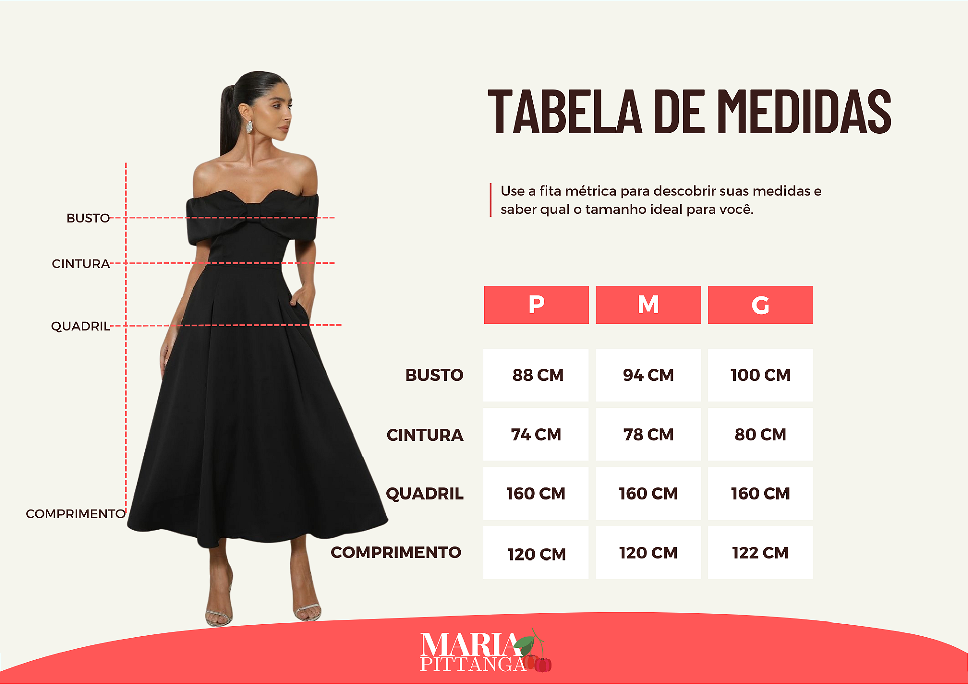 Vestido Midi Ombro a Ombro Veneza - Maria Pittanga