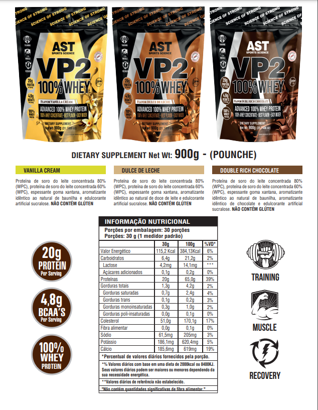 VP2 100% Whey (900g) - AST Sports - AST Sports Science