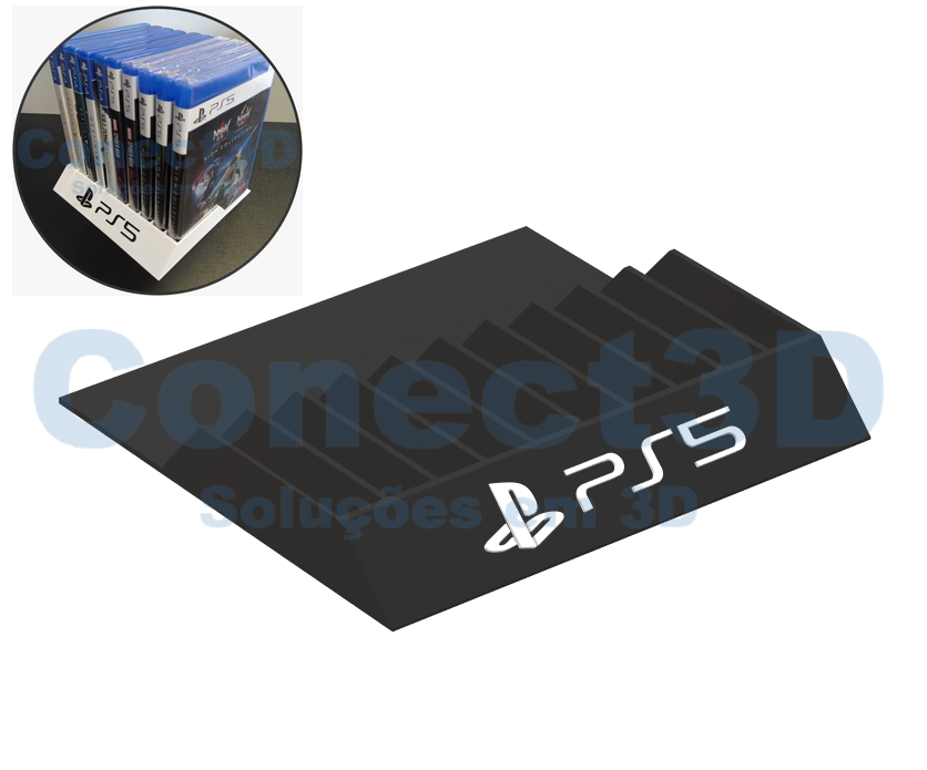 Case Suporte Organizador para Jogos CD DVD Playstation PS5 Personalizado Conect3D Games Tudo para seu Setup Gamer