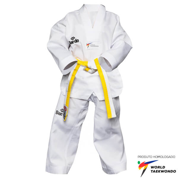 Dobok Kimono Taekwondo Daedo FIT Adulto Gola Branca - Ponto da Luta