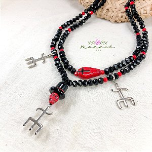 Guia Colar Fio de Contas de Exu Tranca Ruas das Almas Proteção Umbanda ...