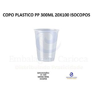 COPO PLASTICO PP LISO 330ML 20X100 ISOCOPOS - Embalagem Carioca