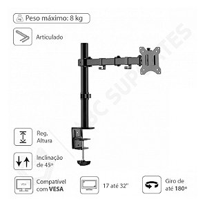 Suporte para Monitor de Mesa, Balcão ou Teto - ABC SUPORTES