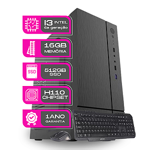 Computador Core i7 16GB 512GB SSD + Kit Teclado e Mouse - PC Computador Core i7 16GB 512GB SSD + Kit Teclado e Mouse - PC