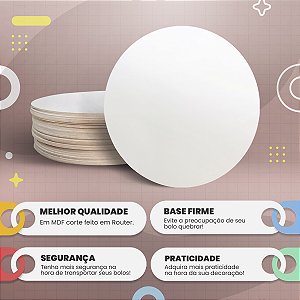 Cake Board Prato de Bolo em MDF Branco Kits Na Sua Medida