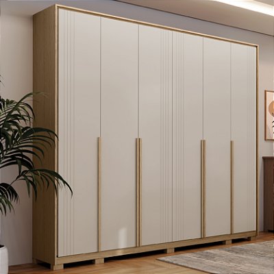 Guarda Roupa Casal 10 Portas 2,79m Rimo Regência Carvalho/OffWhite ...
