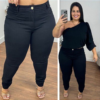 Calça Jeans Star Preta Ana Plus Size - Belíssima 48 - Belissima48