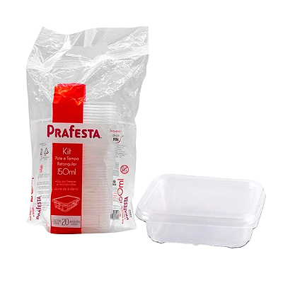 Pote Quadrado 150ml Com Tampa Com 20 - Prafesta - Amendolate