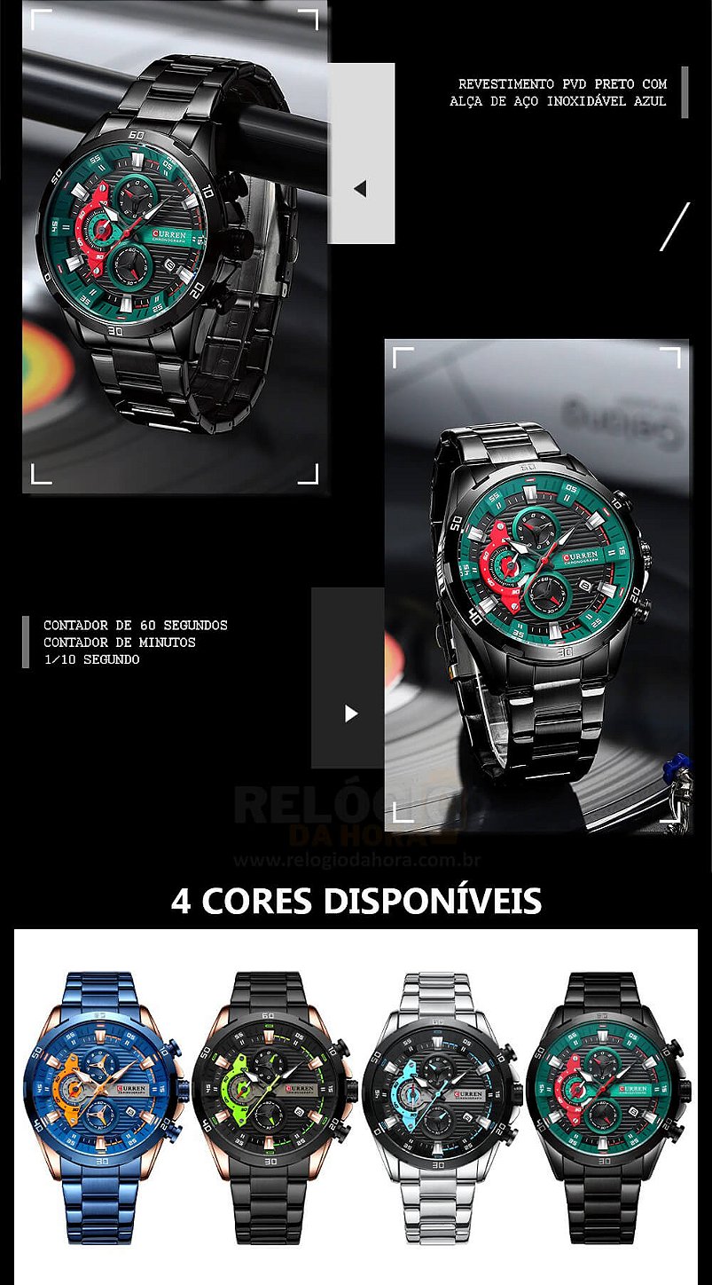 Relógio Masculino Aço Inoxidável Curren 8402 - Relógio Da Hora