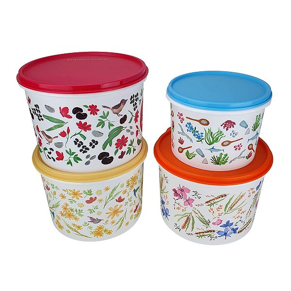 Kit Tupperware Caixa de Mantimento Floral 4 peças - Comprar Tupperware ...