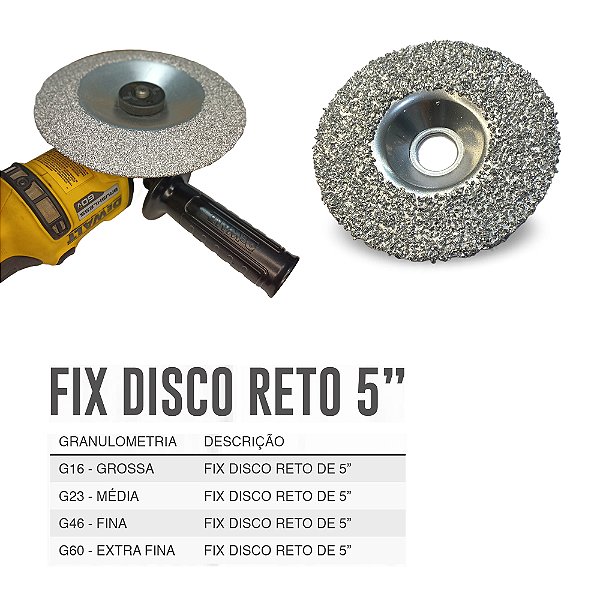 Disco Reto de 5 Pol. Grão 16 - Fix Abrasivos - Loja Empoeirados
