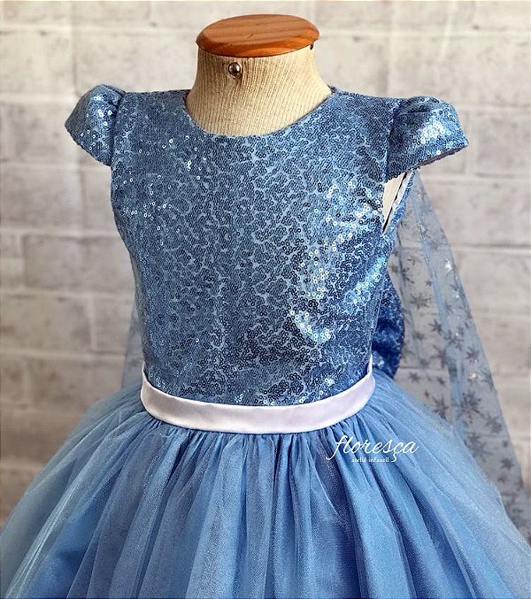 Vestido Infantil Princesa Elsa Paetê - Frozen | Floresça Ateliê ...
