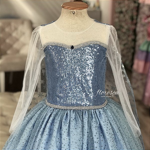 Vestido Infantil Princesa Elsa - Frozen | Floresça Ateliê - Floresça ...