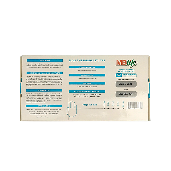 Luva Thermoplast TPE (M) | MbLife - Sitolino Embalagens | 22 anos em Presidente Prudente!