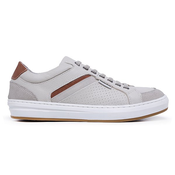 Tênis Casual Masculino De Couro Legitimo Comfort Shoes - 4034 Gelo ...