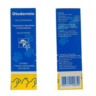 Otodermin 20 ml Gotas - Tratamento Otite para Cães e Gatos - Mercado ...