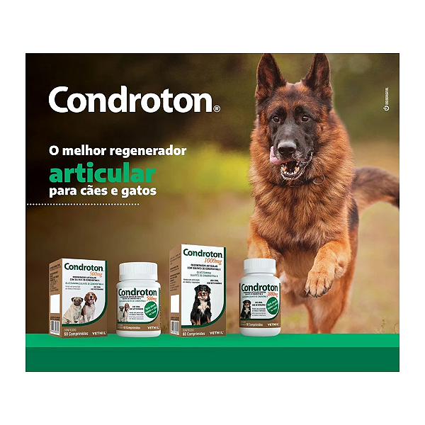 Condroton 1000mg Regenerador Articular 60 Comprimidos Vetnil - Mercado ...