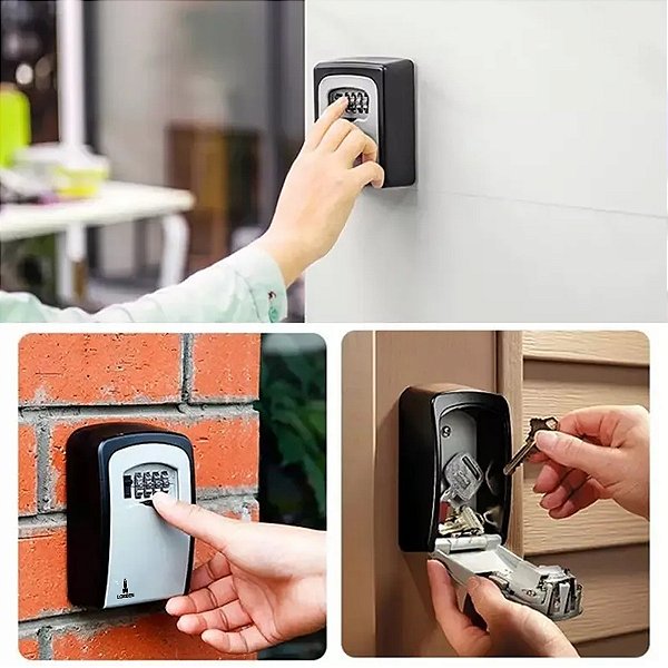 Mini Cofre de Parede com Segredo Lorben Guarda Chaves Pequenos Objetos ...