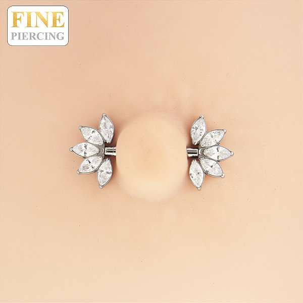 Piercing de Mamilo em Titânio com Cluster de Zircônias Navete - Fine ...