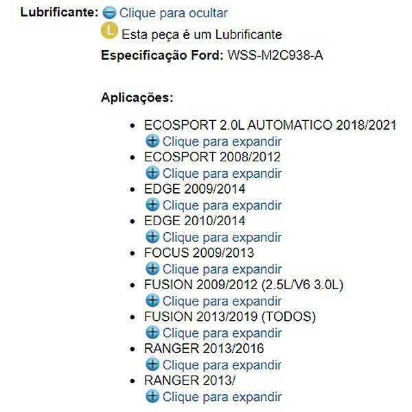 Óleo De Câmbio Ford Motorcraft WSS-M2C938-A Mercon LV Para Transmissão ...